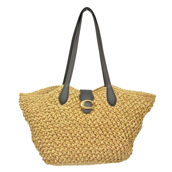 Coach | Bags | Coach Basket Bag Ca36 Womens Leatherraffia Tote Bag ...